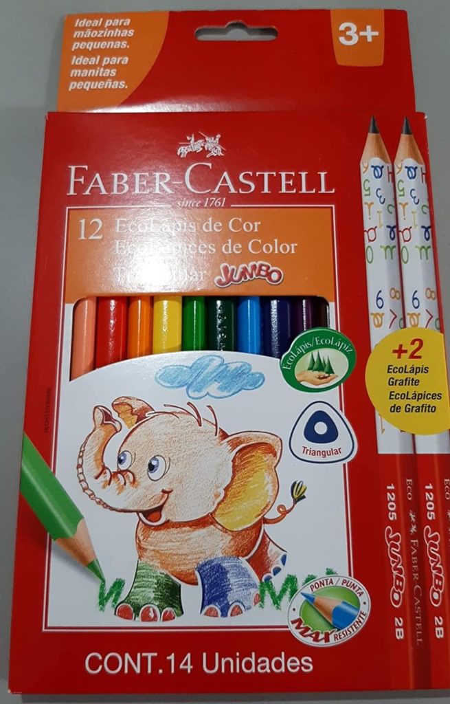 Lápis de Cor Ecolápis Triangular Jumbo 12 Cores + 2 Lápis Jumbo 2B ...