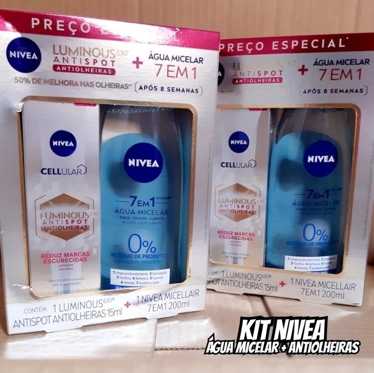 NIVEA Kit LUMINOUS 630® Antiolheiras 15ml + NIVEA Água Micelar 7 em 1 ...