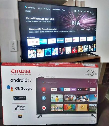 Smart TV Aiwa 43”, Android, Full HD, Borda Ultrafina, HDR10, Dolby ...